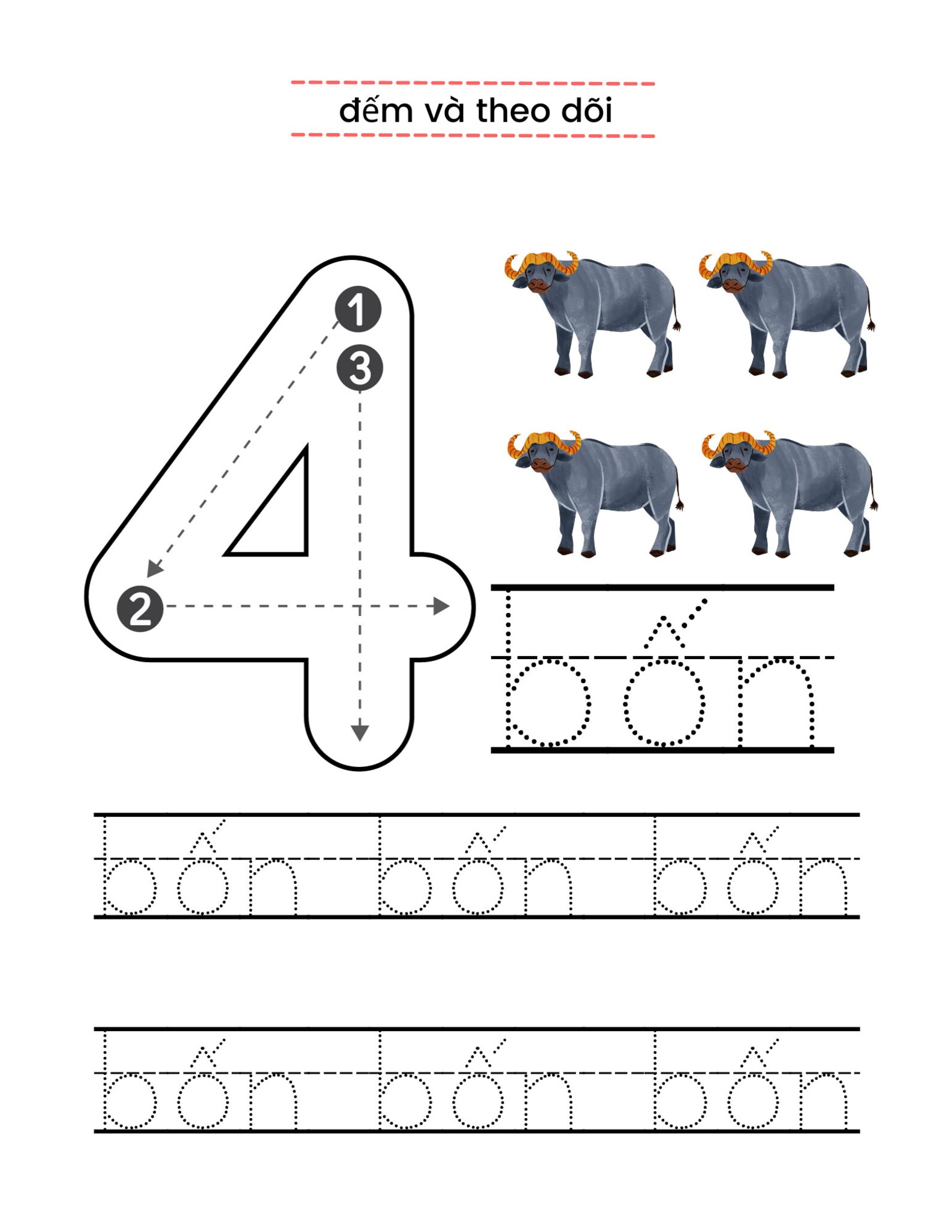 Vietnamese Number Tracing Worksheet - Tap Viet Con So - Etsy
