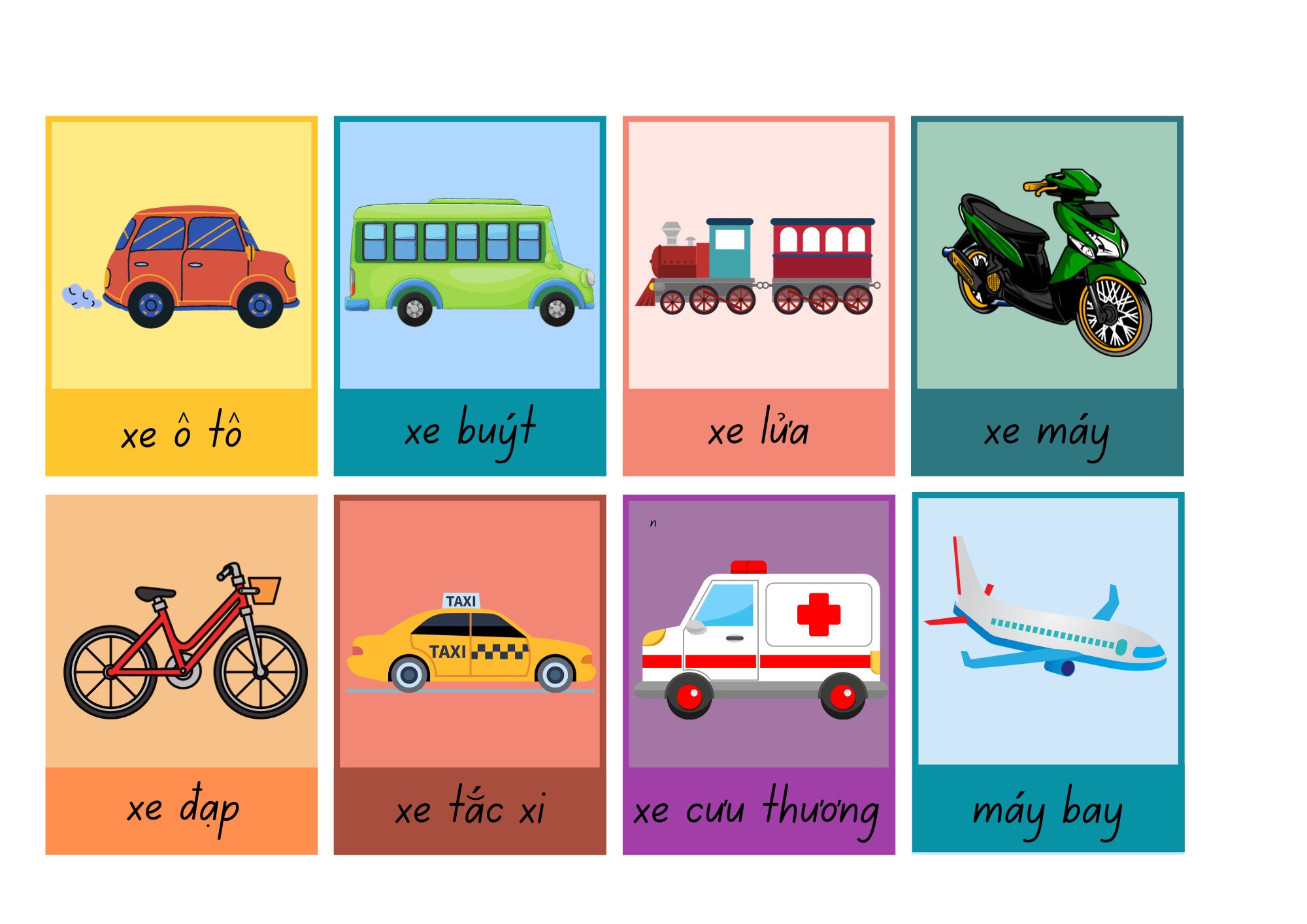 Vietnamese Kids Flashcards - Routine, Emotions, Weather, Animals, Fruit ...