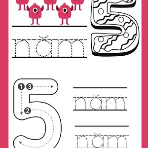 Vietnamese Number Tracing and Colouring - Etsy