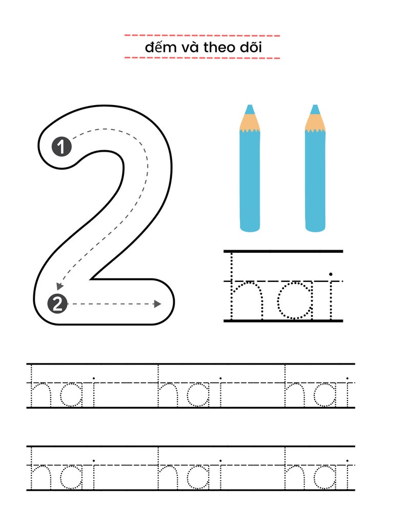 Vietnamese Number Tracing Worksheets - Etsy
