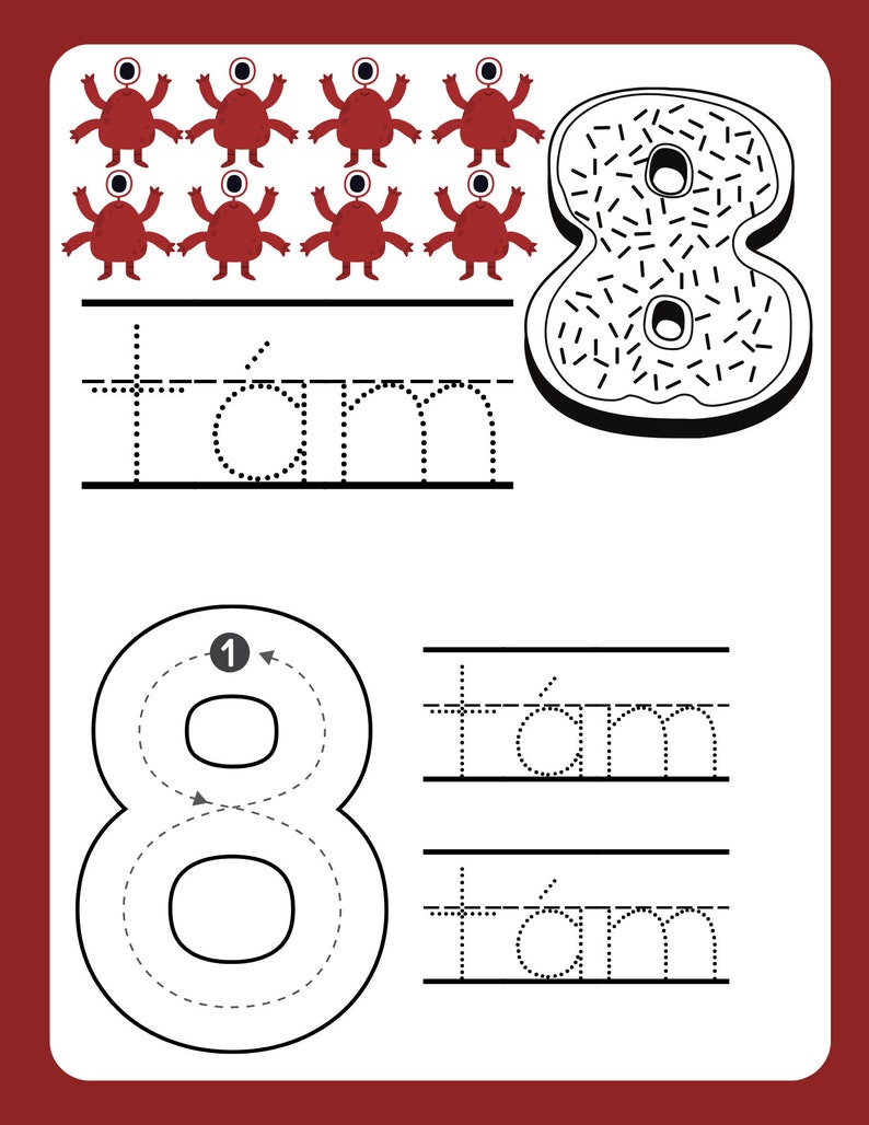 Vietnamese Number Tracing and Colouring - Etsy