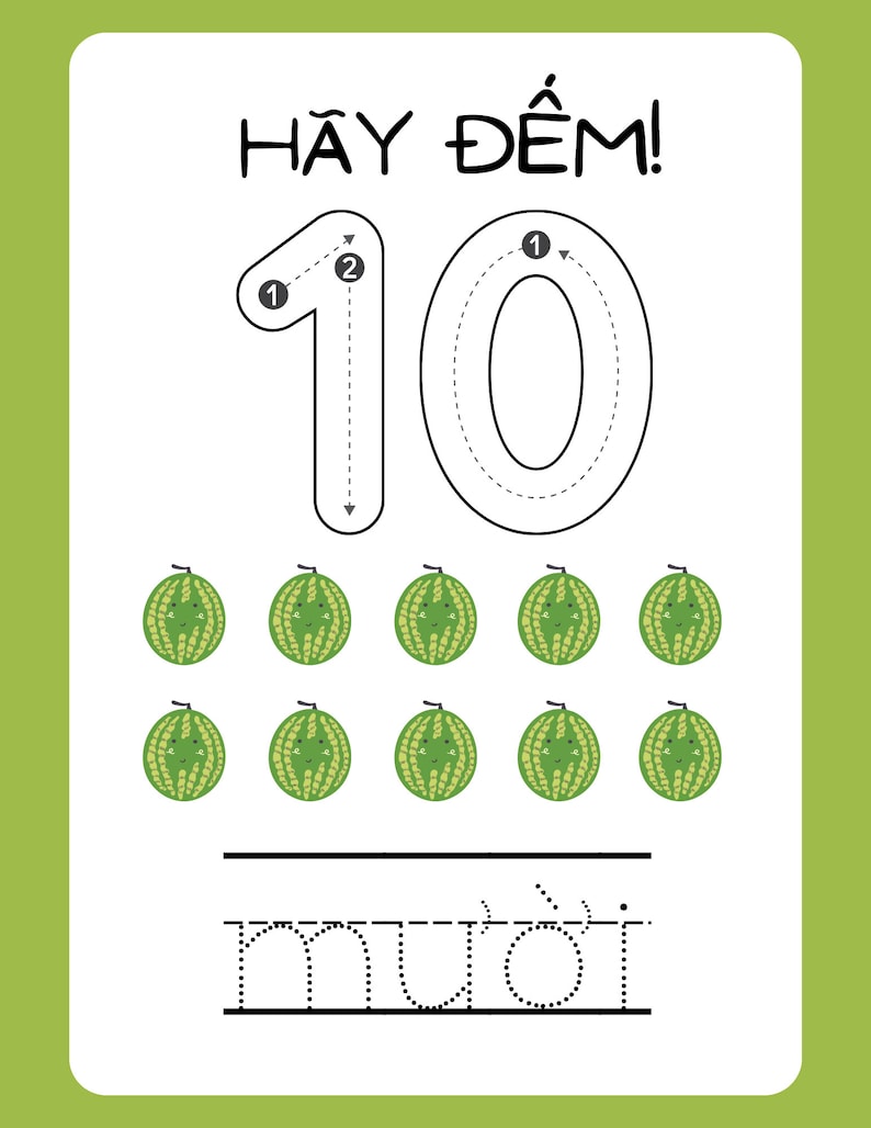 Vietnamese Number Tracing Printable - Etsy