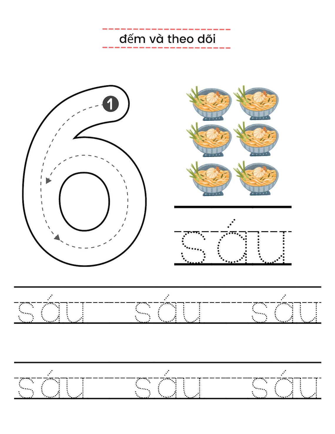 Vietnamese Number Tracing Worksheet - Tap Viet Con So - Etsy