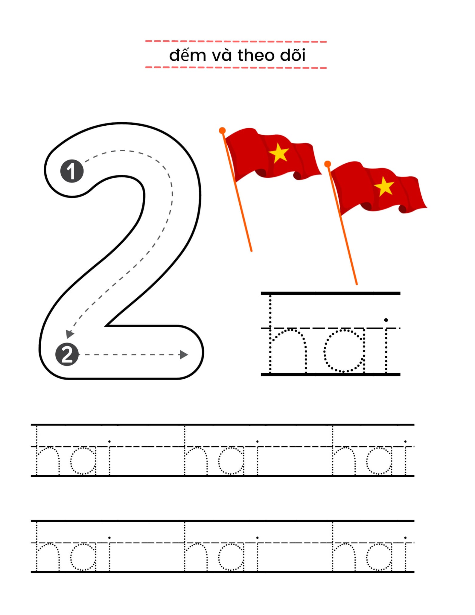 Vietnamese Number Tracing Worksheet - Tap Viet Con So - Etsy