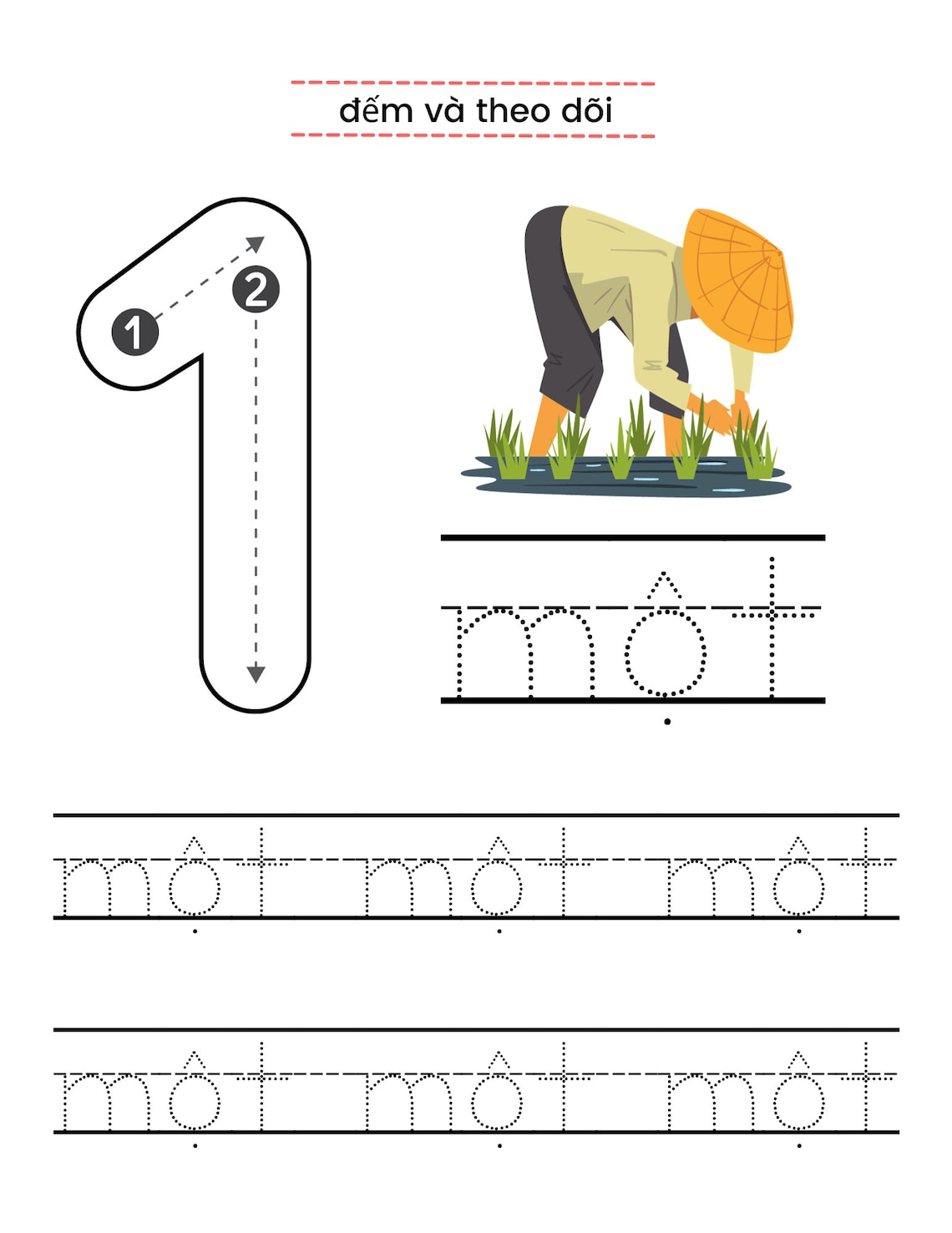 Vietnamese Number Tracing Worksheet - Tap Viet Con So - Etsy