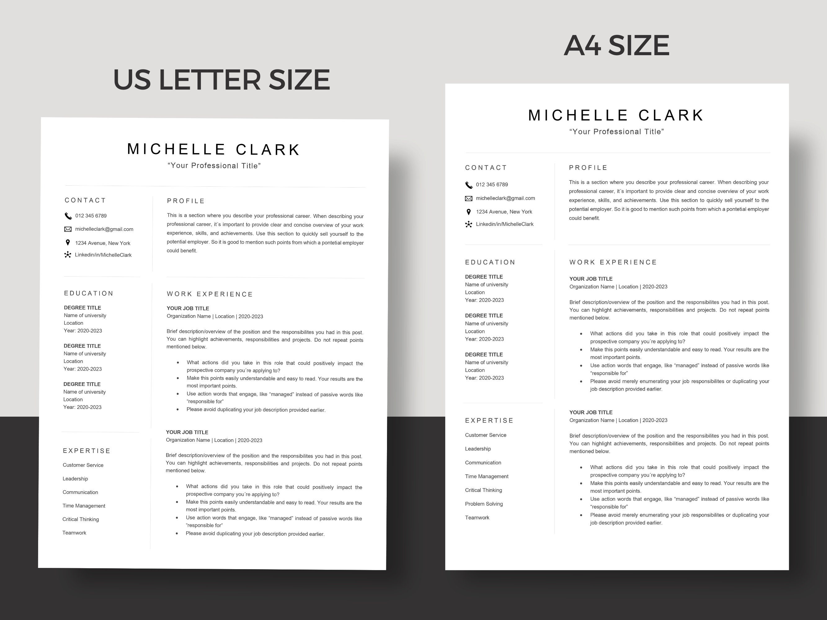 Modern Minimalist Resume Template ATS Friendly Resume for MS - Etsy