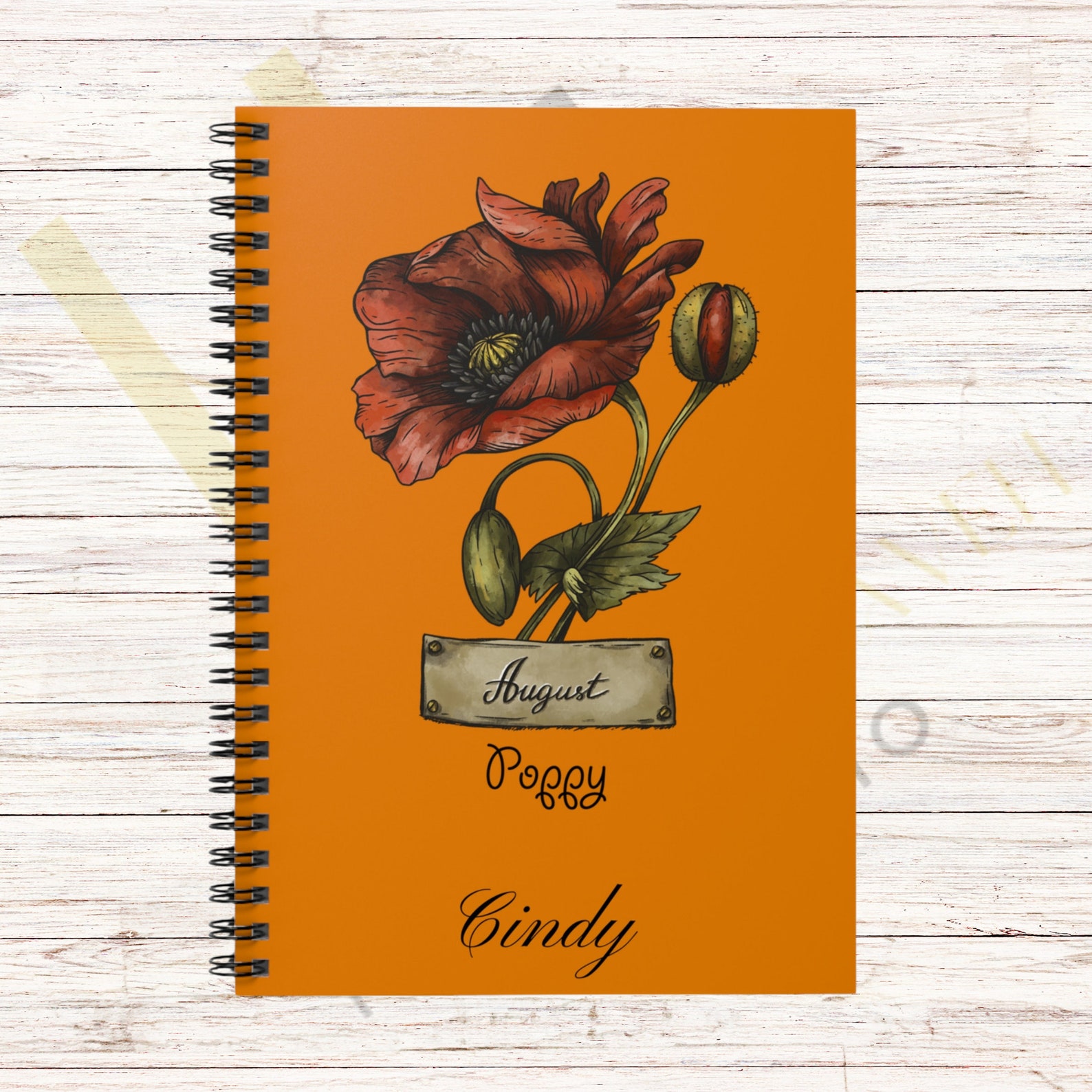 Birth Flower Personalized Journal, Birthday Gift, Birth Month Flower ...