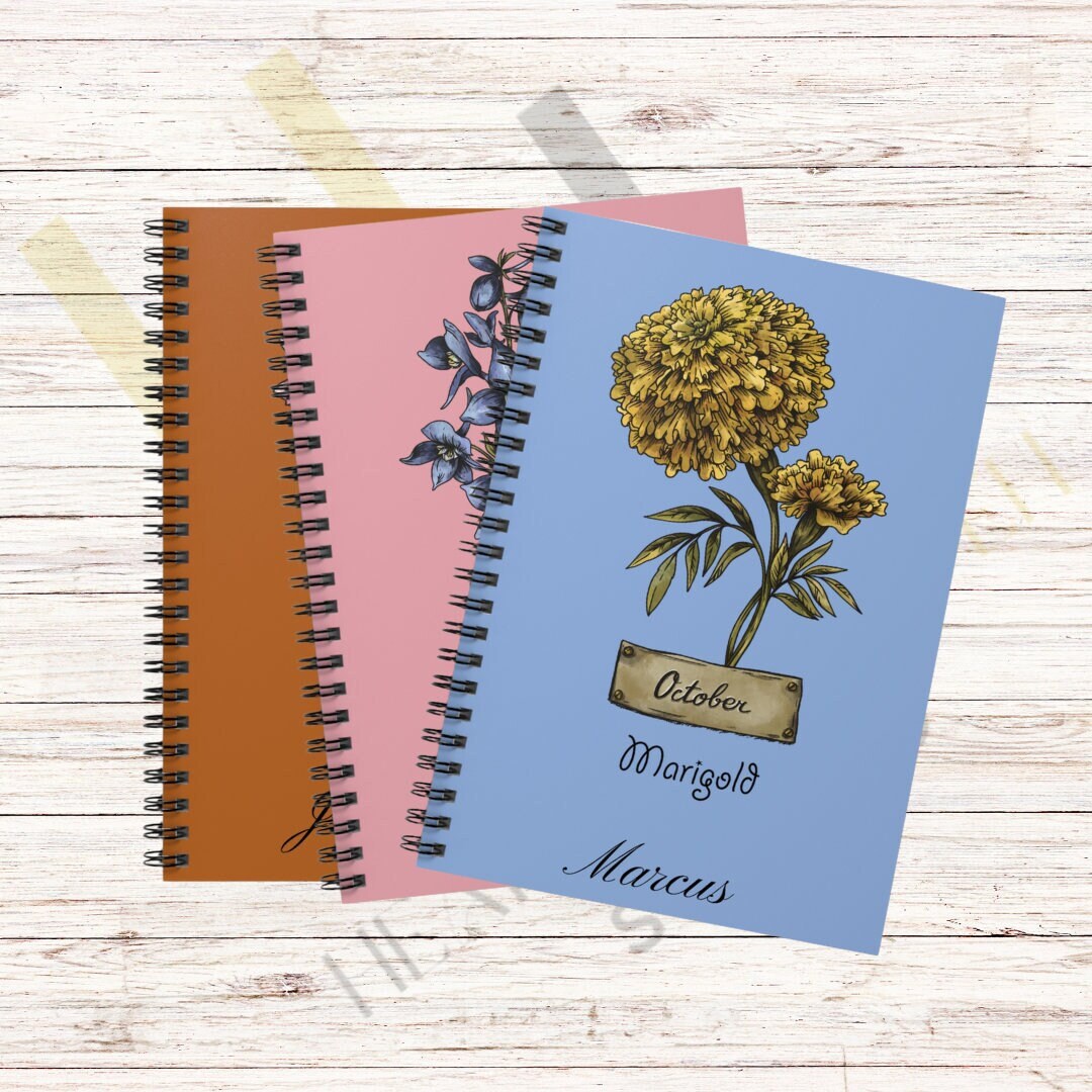 Birth Flower Personalized Journal, Birthday Gift, Birth Month Flower ...