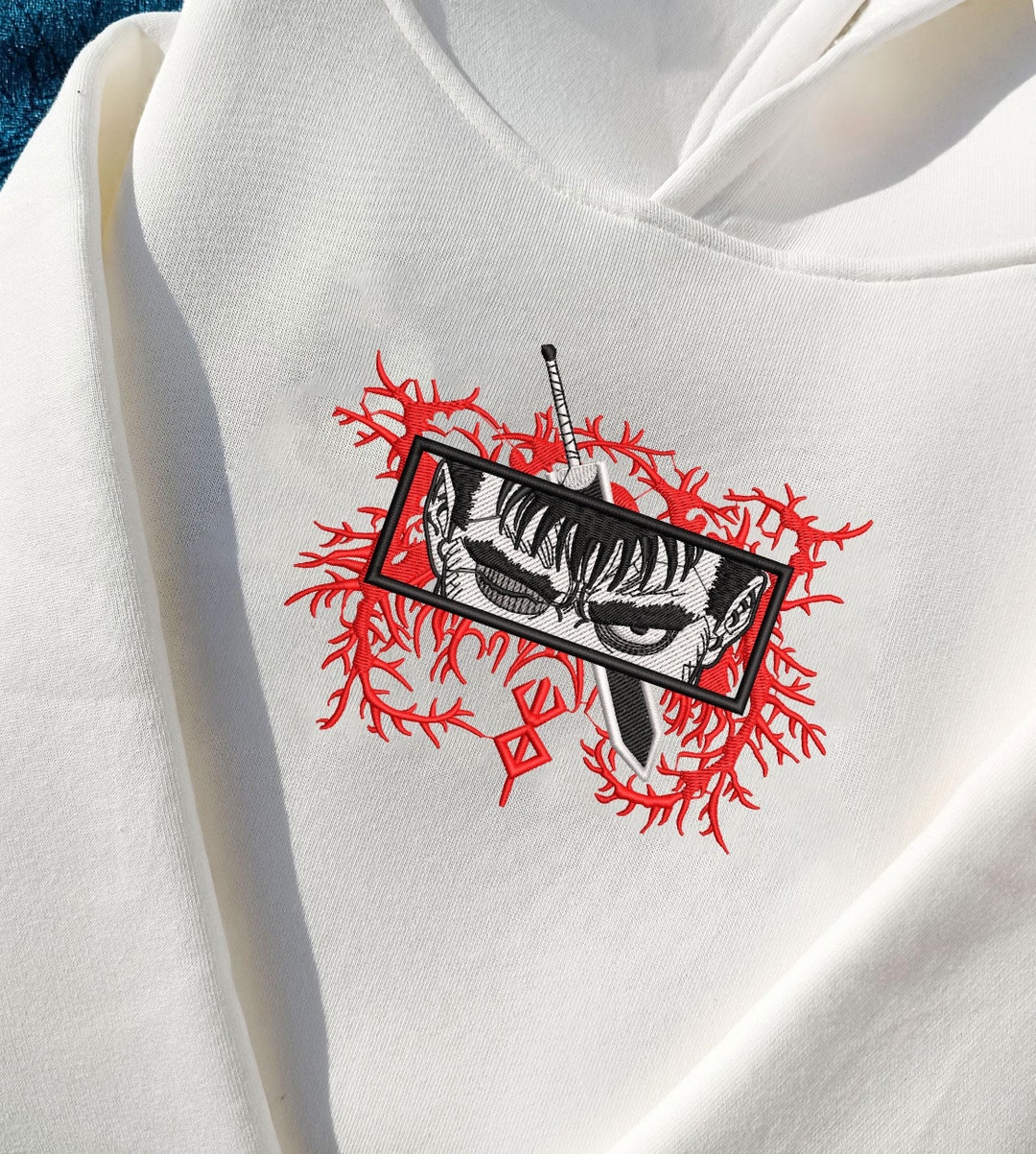 Berserk Embroidered Hoodie - Stylish Dark Fantasy Anime Apparel ...