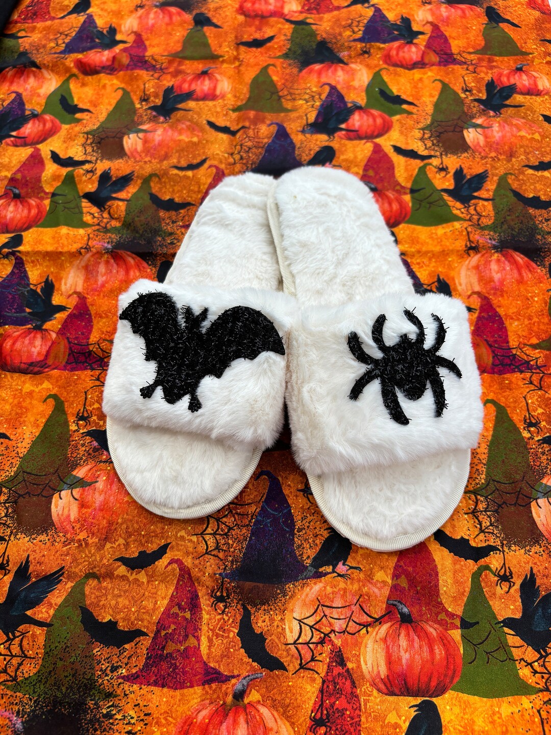Halloween Bat/spider Slippers - Etsy