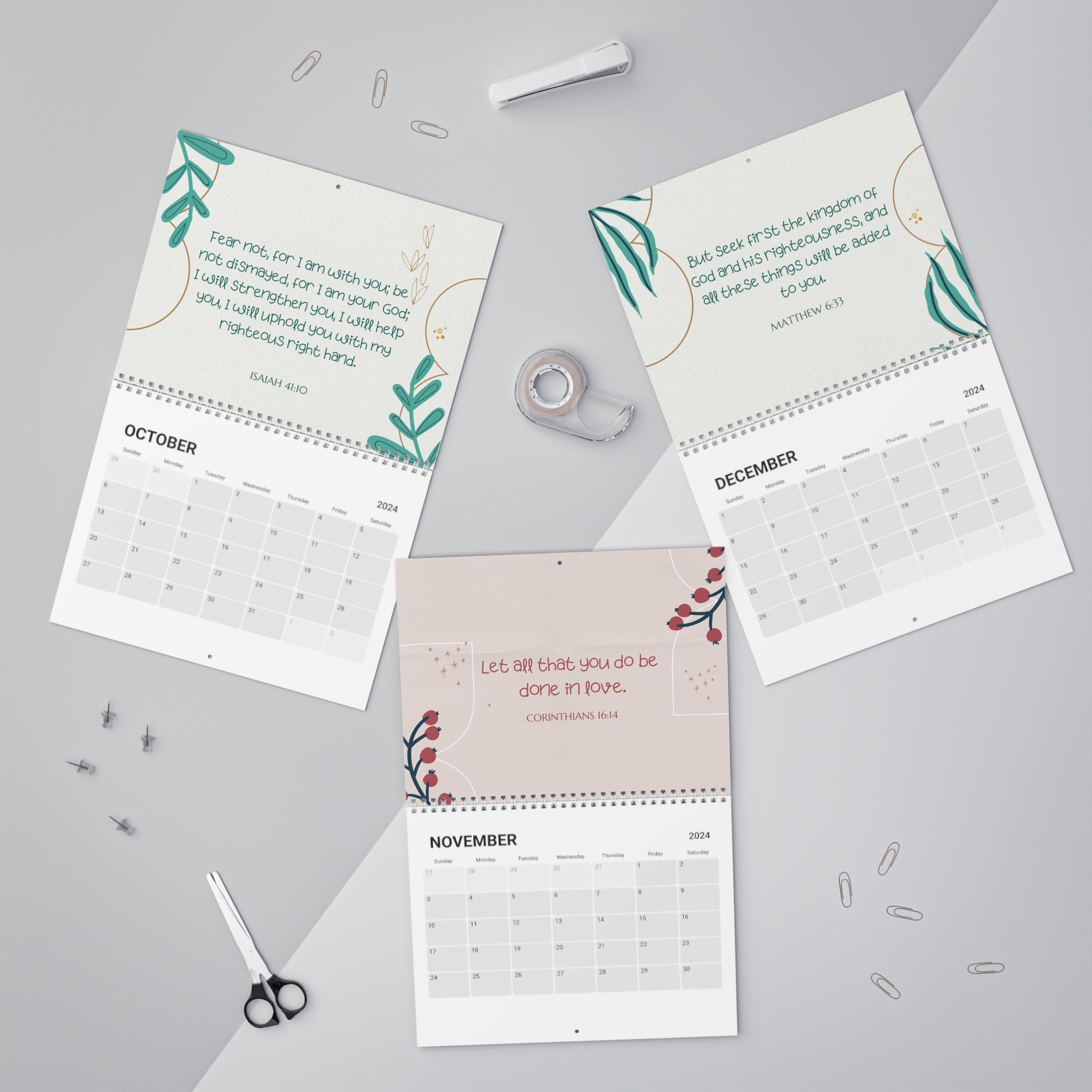 2024 Wall Calendar With Bible Verse - Etsy