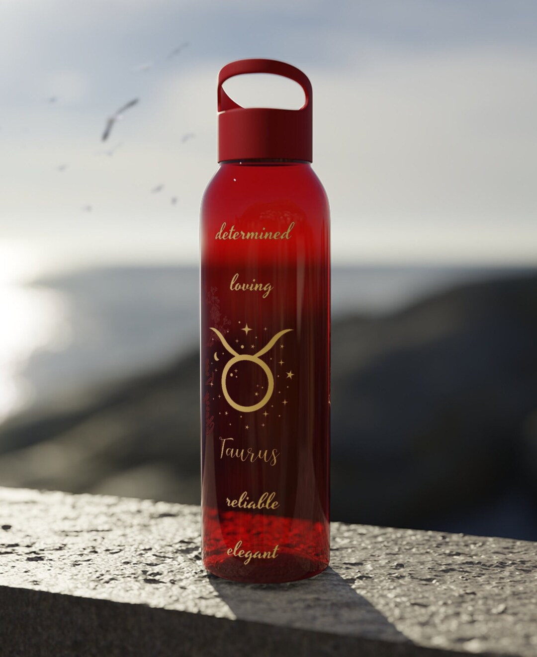 Taurus Zodiac Water Bottle With Tree and Flower Symbols Horoscope ...