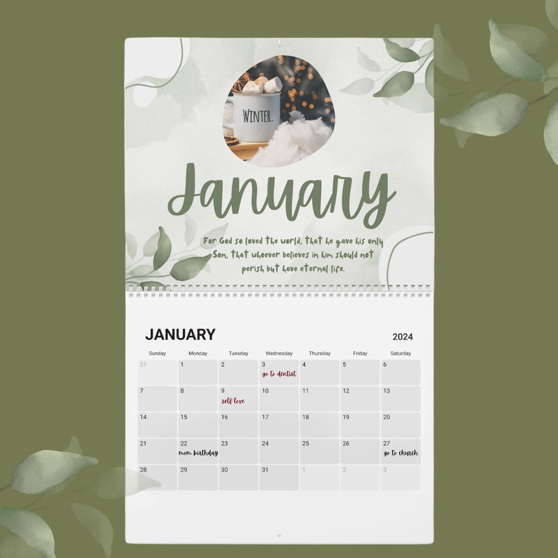 2024 Wall Christian Calendar With Bible Verse, Christian Gifts for ...