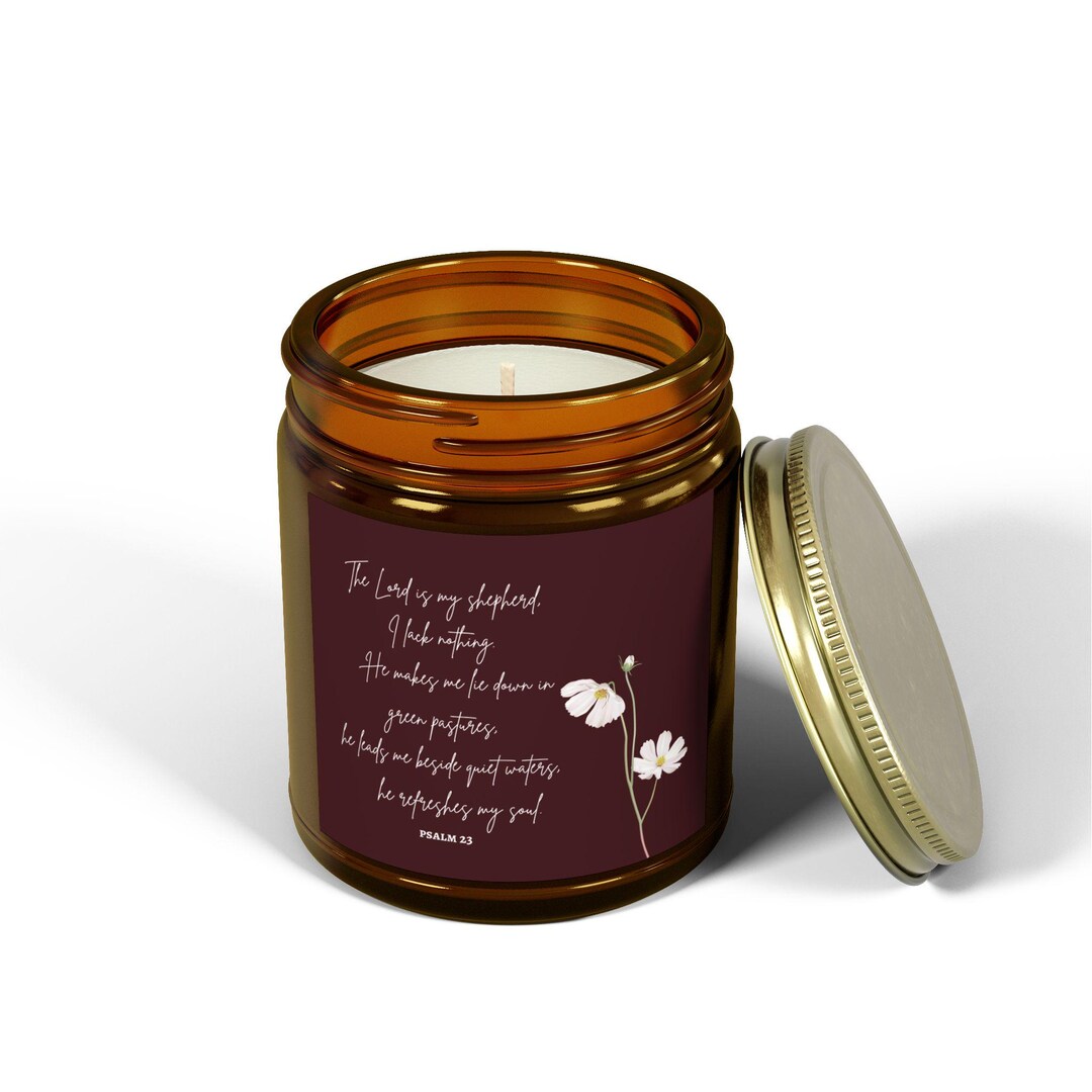 Psalm 23 Scented Candles, Bible Verse Candle, Burgundy Scripture Quote ...