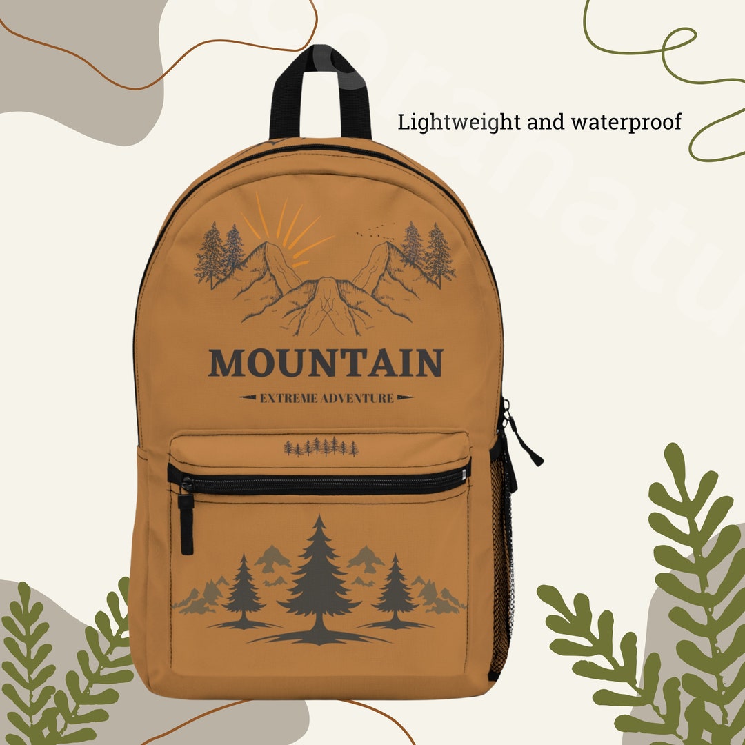 Hiker Backpack Mountain Landscape Backpack Grey and Light Brown ...