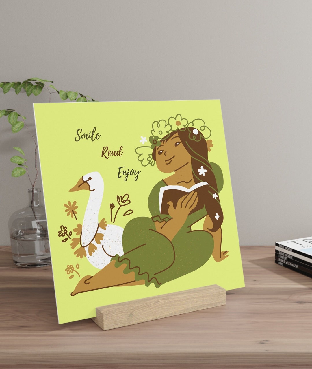 Cottagecore Gallery Board With Wooden Stand Country Board Smile Read ...