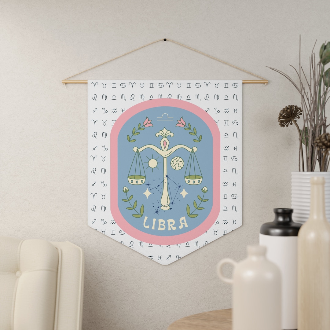 Libra Pennant Libra Zodiac Sign Wall Art Gift for Her Constellation ...