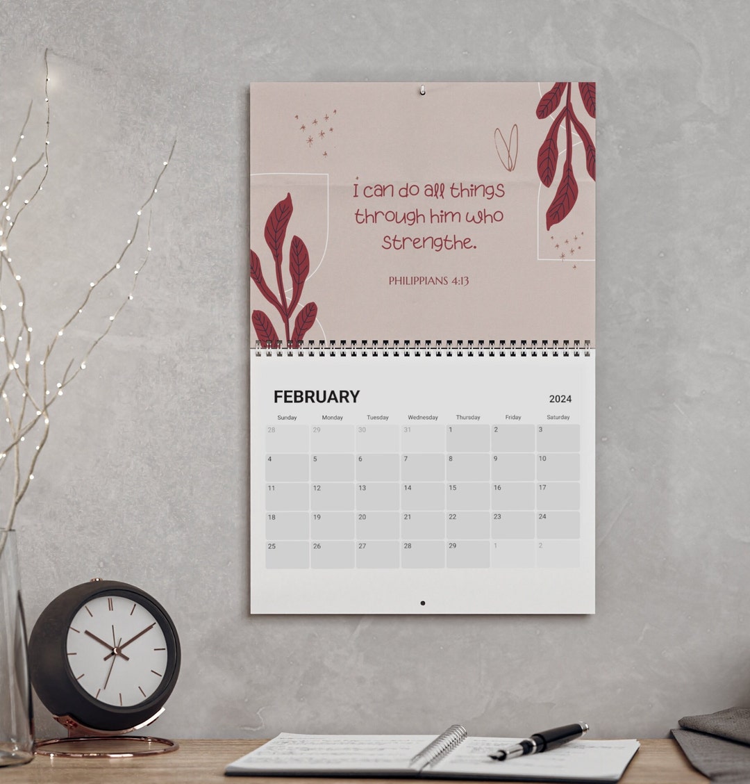 2024 Wall Calendar With Bible Verse - Etsy