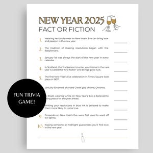 New Year Fact or Fiction Game, Printable New Year Trivia Game, Fun New ...