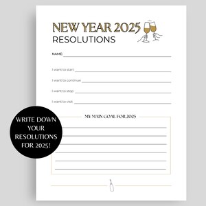 2025 New Year Resolutions, Printable New Year Goals, New Year 2025 ...