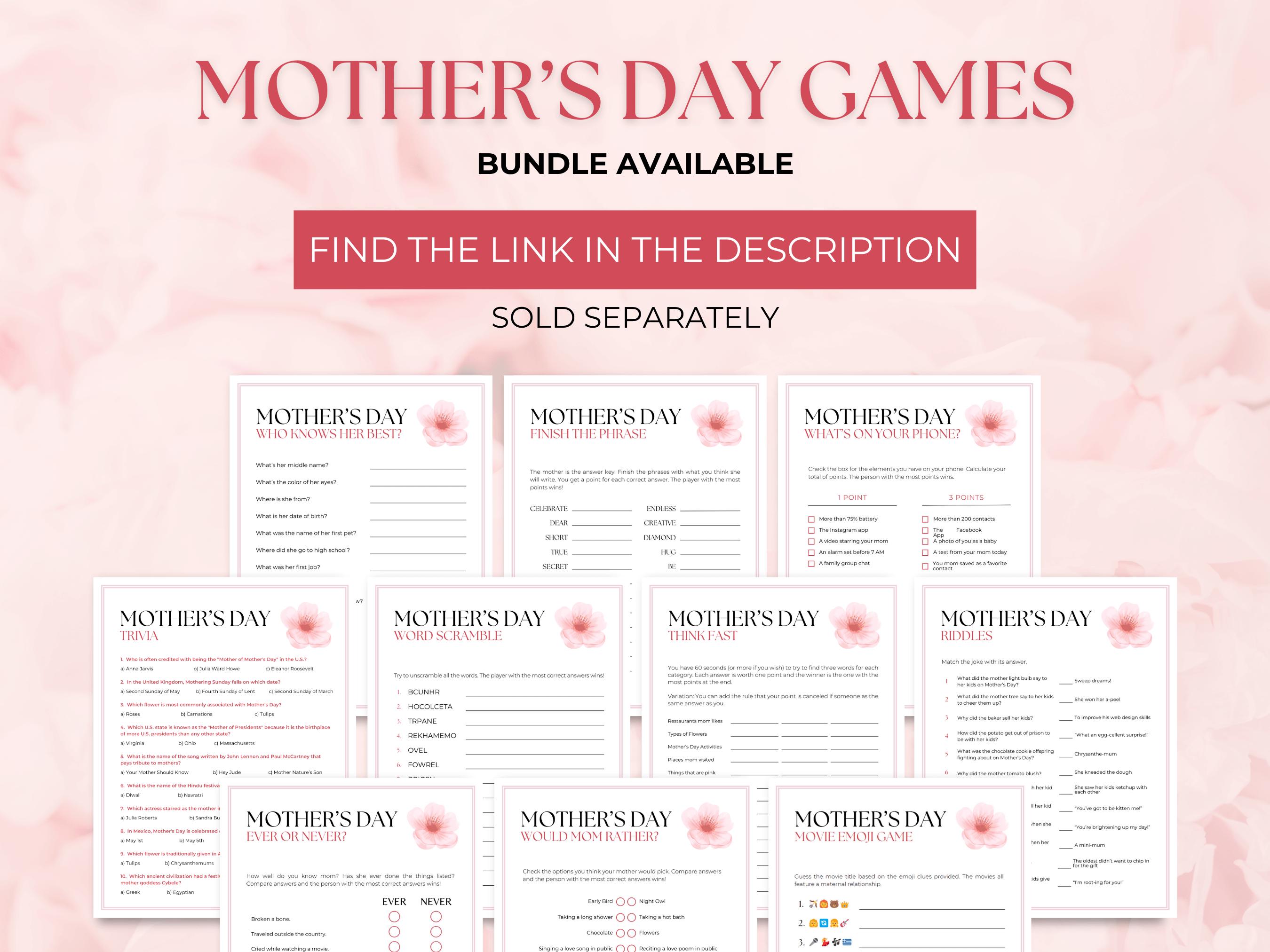 Mother's Day Riddles, Printable Mother's Day Riddle Me This Game, Fun ...