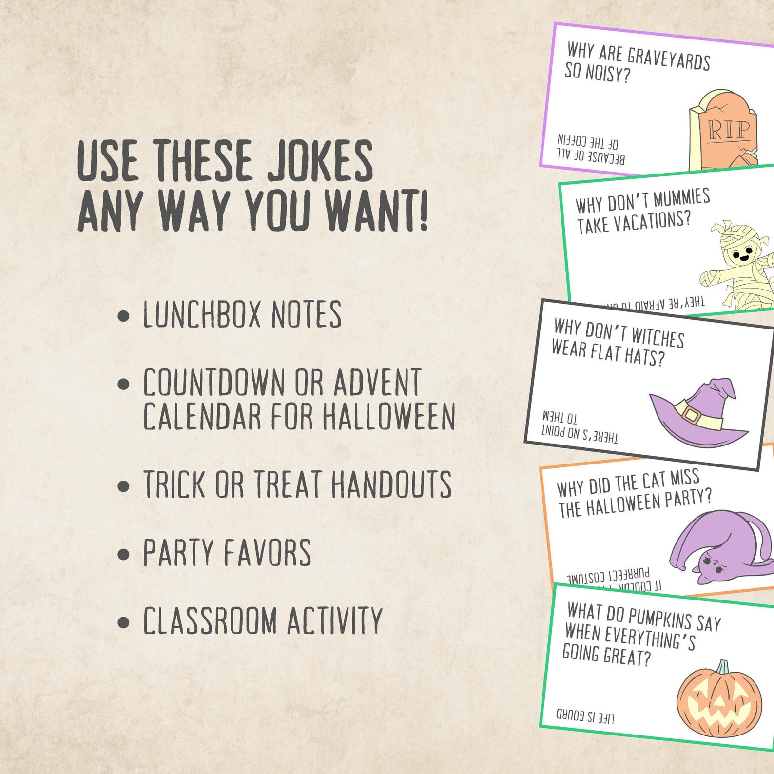 32 Halloween Jokes, Halloween Lunchbox Jokes for Kids, Printable ...