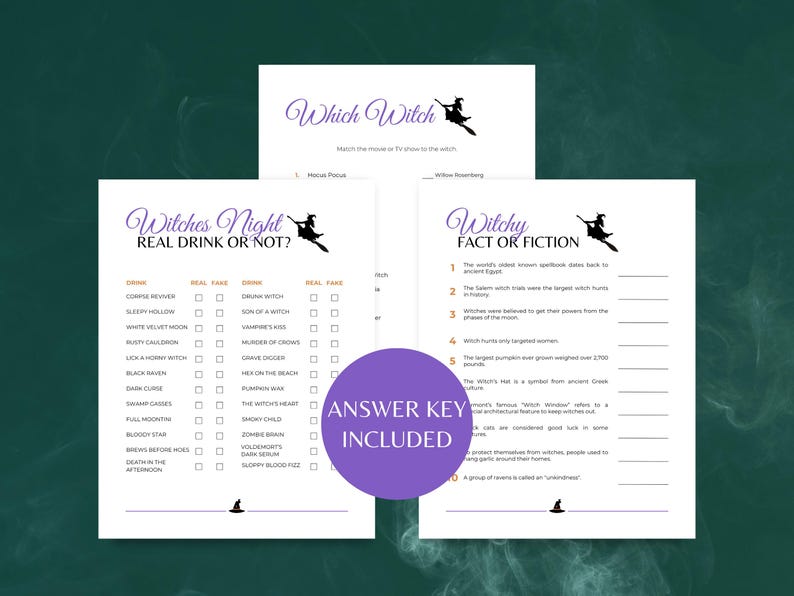 Witches Party Games, 10 Printable Halloween Ladies Night Games, Witches ...