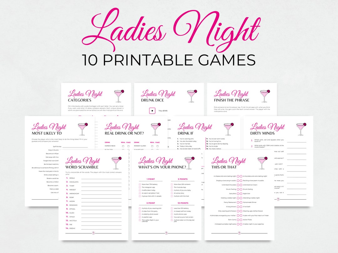 Ladies Night Games, 10 Printable Girls Night Games, Fun Printable Game ...