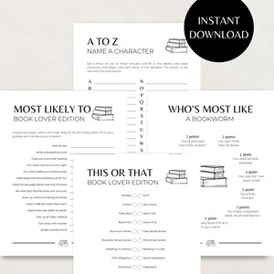 Book Club Games, 10 Printable Book Club Activities, Fun Games for Book ...