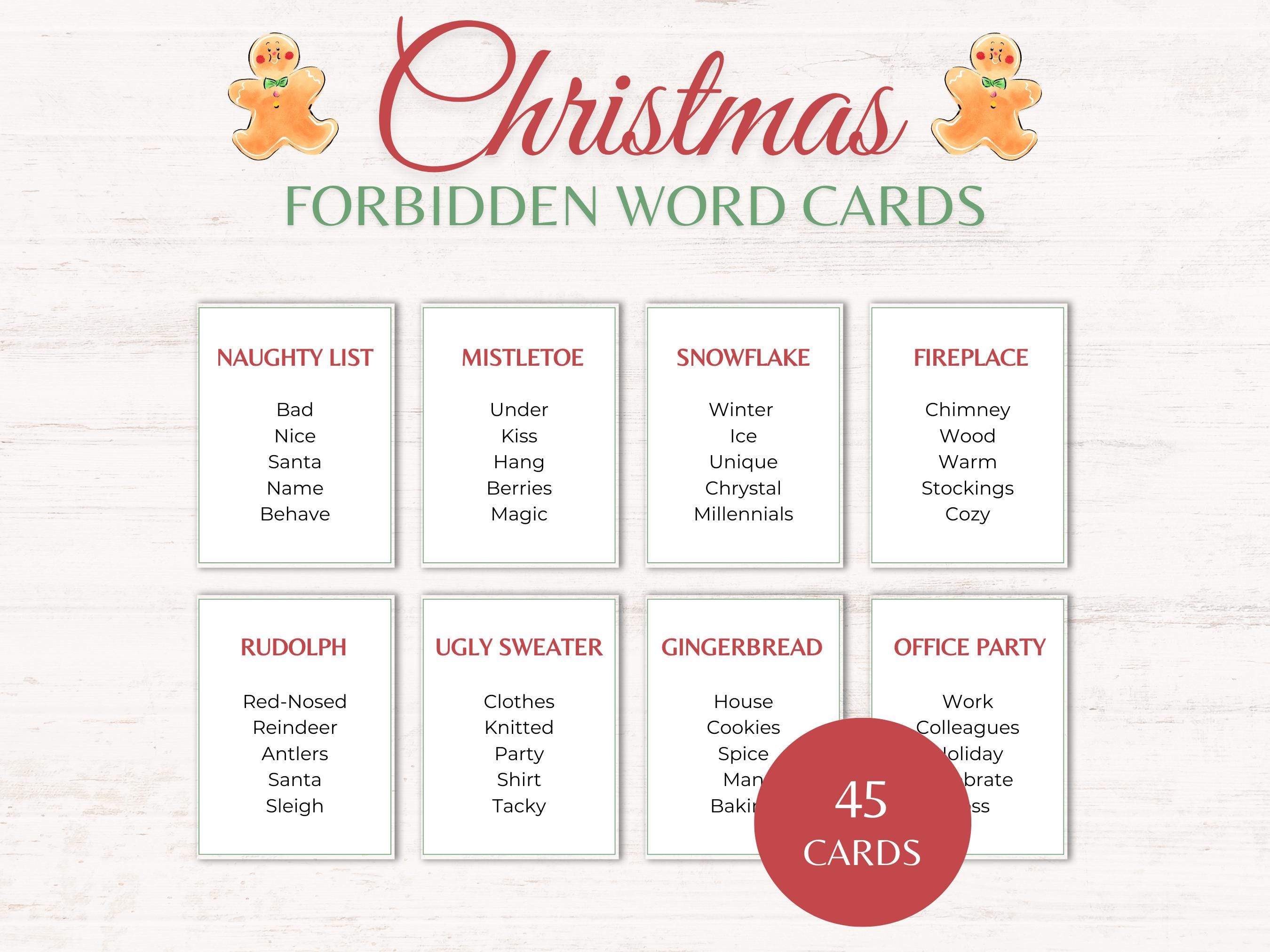 Christmas Forbidden Words Game (taboo Style Game), Printable Christmas ...