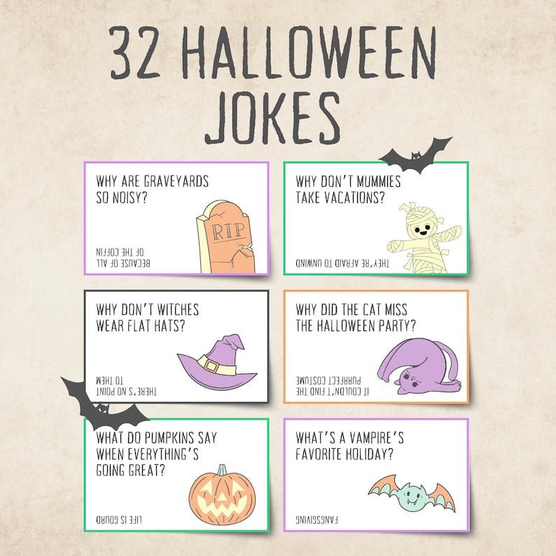 32 Halloween Jokes, Halloween Lunchbox Jokes for Kids, Printable ...
