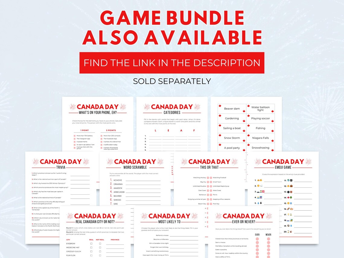 Canada Day Trivia Game, Printable Canada Day Activity for Kids and ...