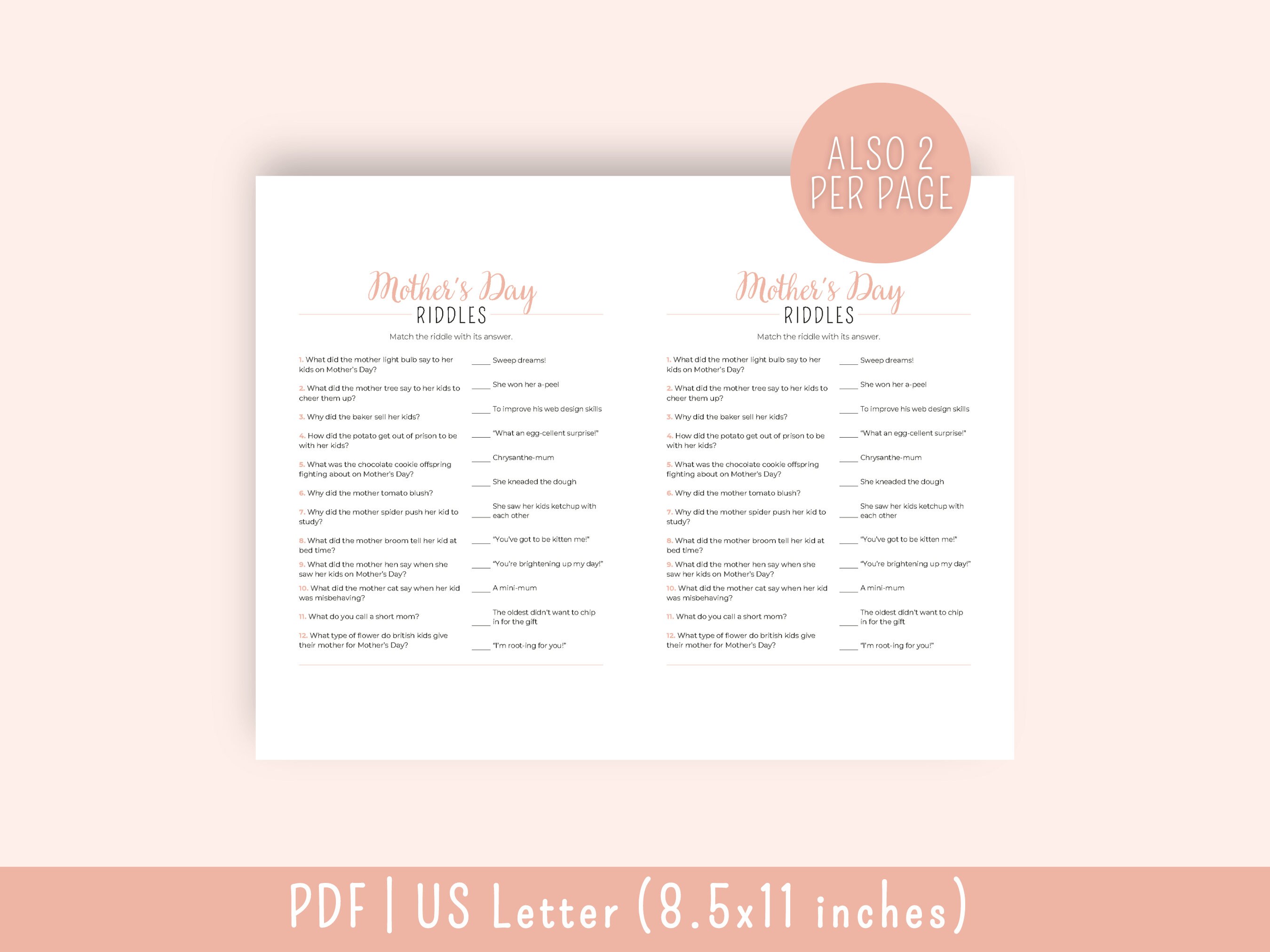 Mother's Day Riddles, Printable Mother's Day Game, Mother's Day ...