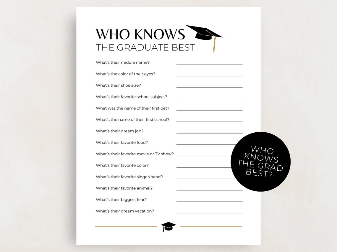 Graduation Game, Who Knows the Graduate Best, How Well Do You Know the ...
