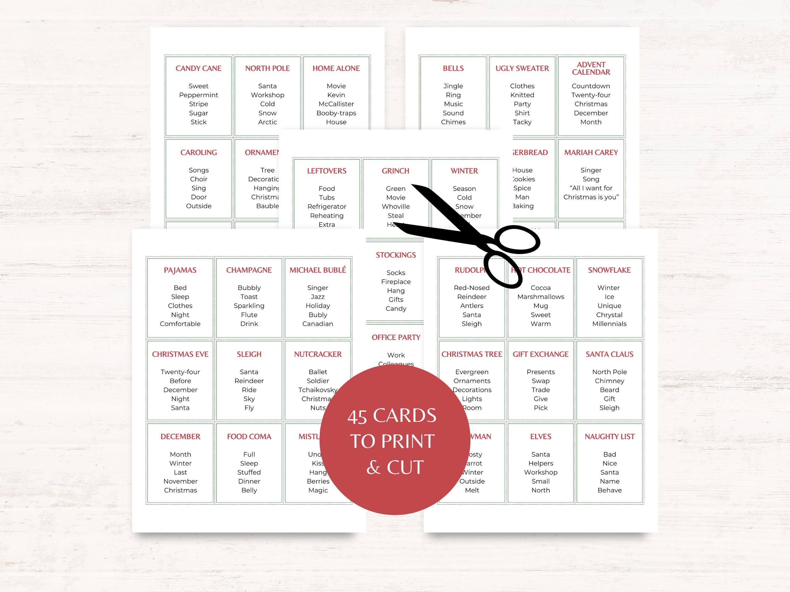 Christmas Forbidden Words Game (taboo Style Game), Printable Christmas ...