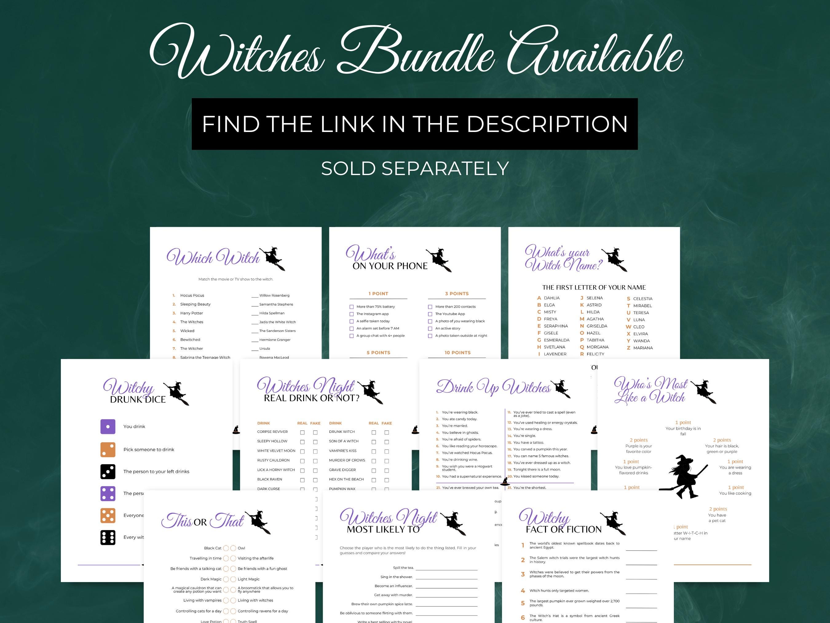 Witches Night Which Witch Game, Printable Witch Matching Game, Fun ...