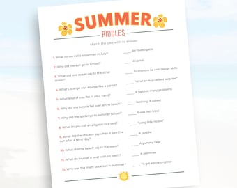Summer Riddles, Fun Printable Summer Riddle Me This Game for Kids and ...