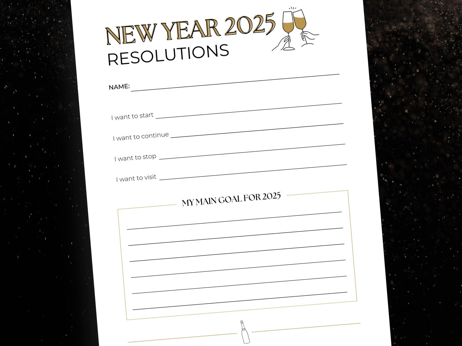 2025 New Year Resolutions, Printable New Year Goals, New Year 2025 ...