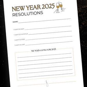 2025 New Year Resolutions, Printable New Year Goals, New Year 2025 ...