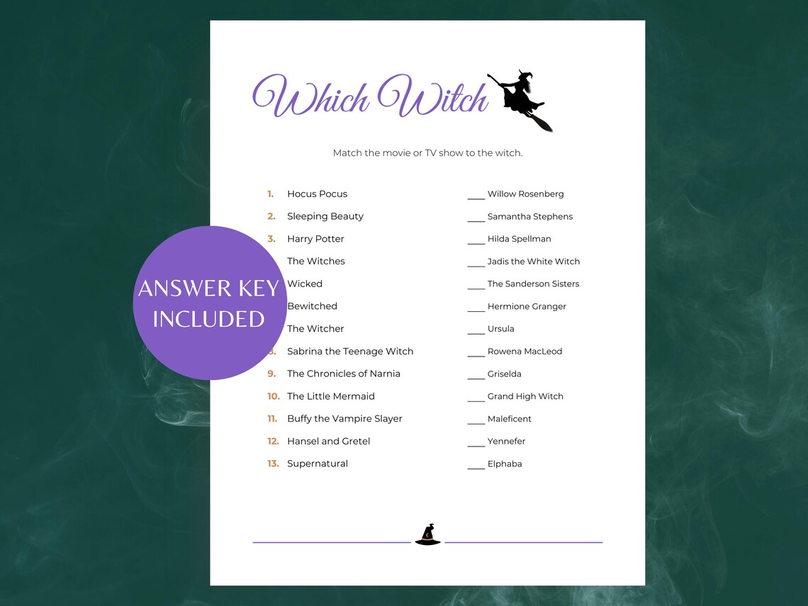 Witches Night Which Witch Game, Printable Witch Matching Game, Fun ...