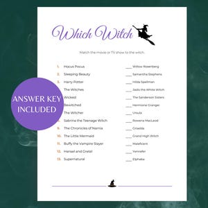 Witches Night Which Witch Game, Printable Witch Matching Game, Fun ...