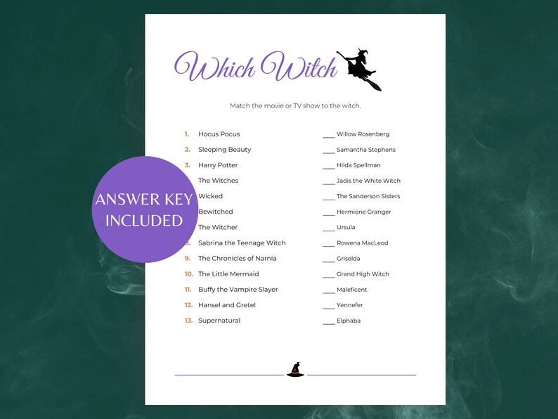 Witches Night Which Witch Game, Printable Witch Matching Game, Fun ...