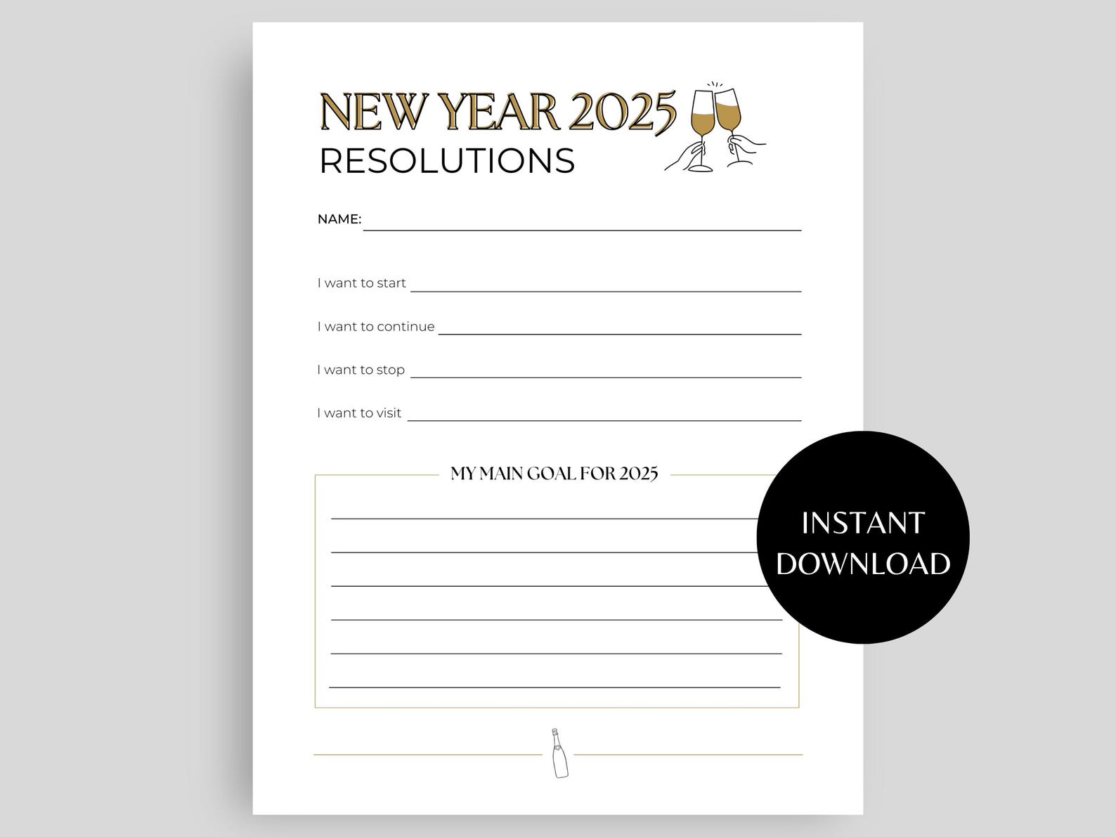 2025 New Year Resolutions, Printable New Year Goals, New Year 2025 ...