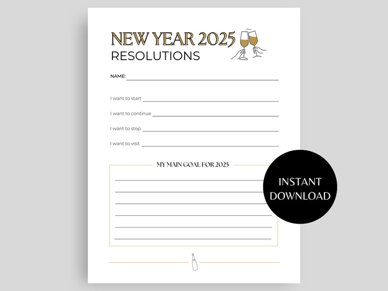 2025 New Year Resolutions, Printable New Year Goals, New Year 2025 ...