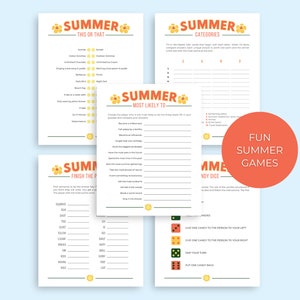 Summer Games, 10 Printable Summer Party Games for Kids and Family ...