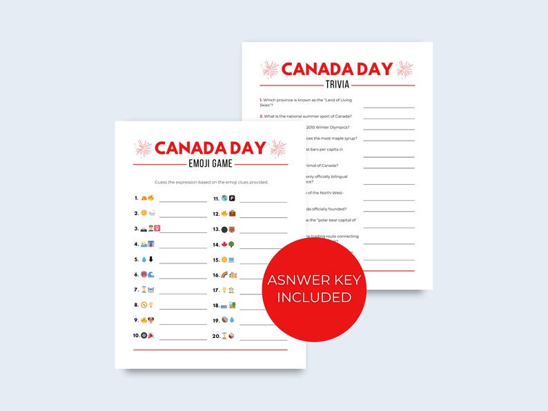 Canada Day Games, 10 Printable Canada Day Activities, Canada Day Party ...