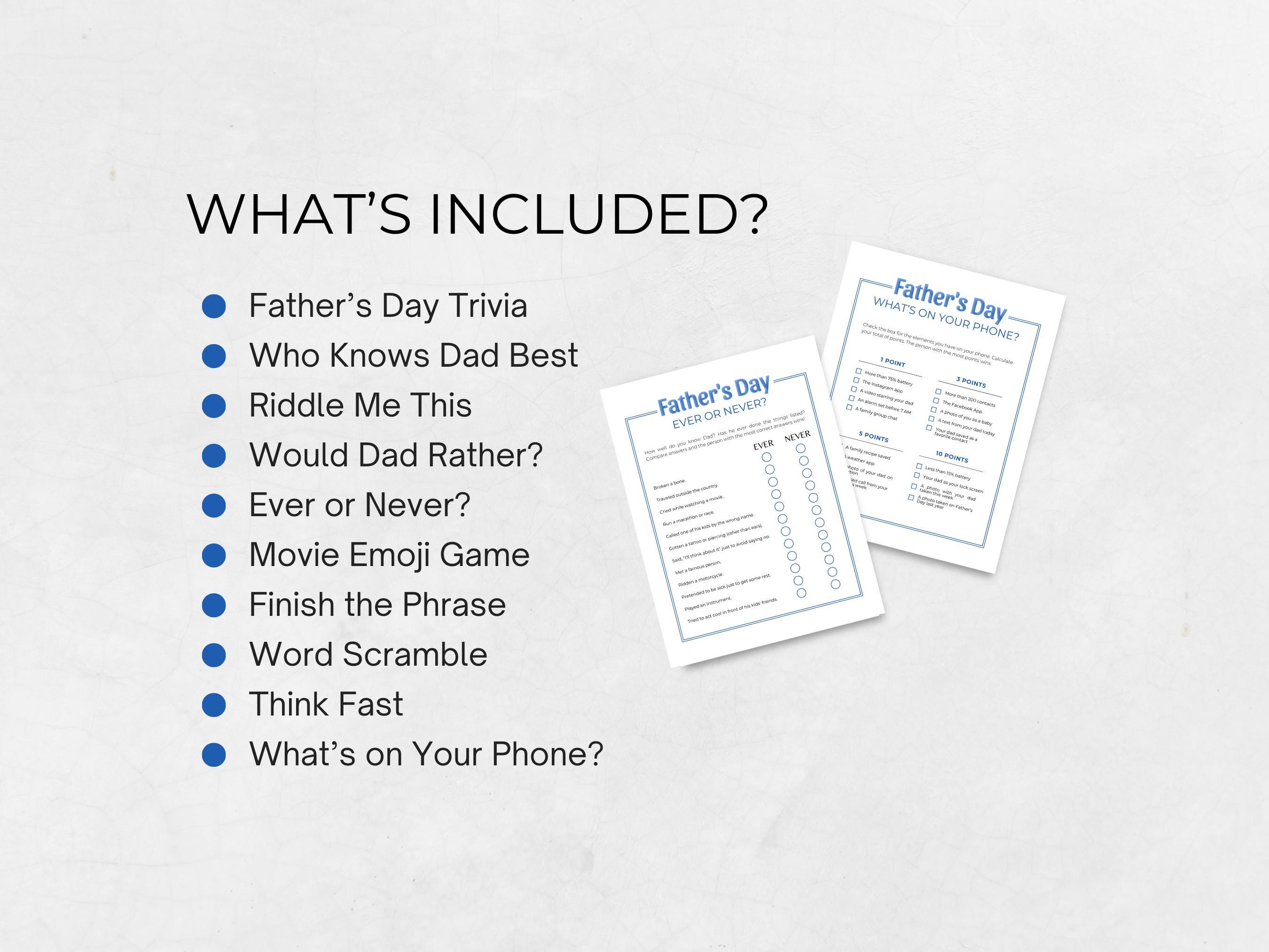 Father's Day Games, 10 Printable Father's Day Games, Fun Dad Games ...
