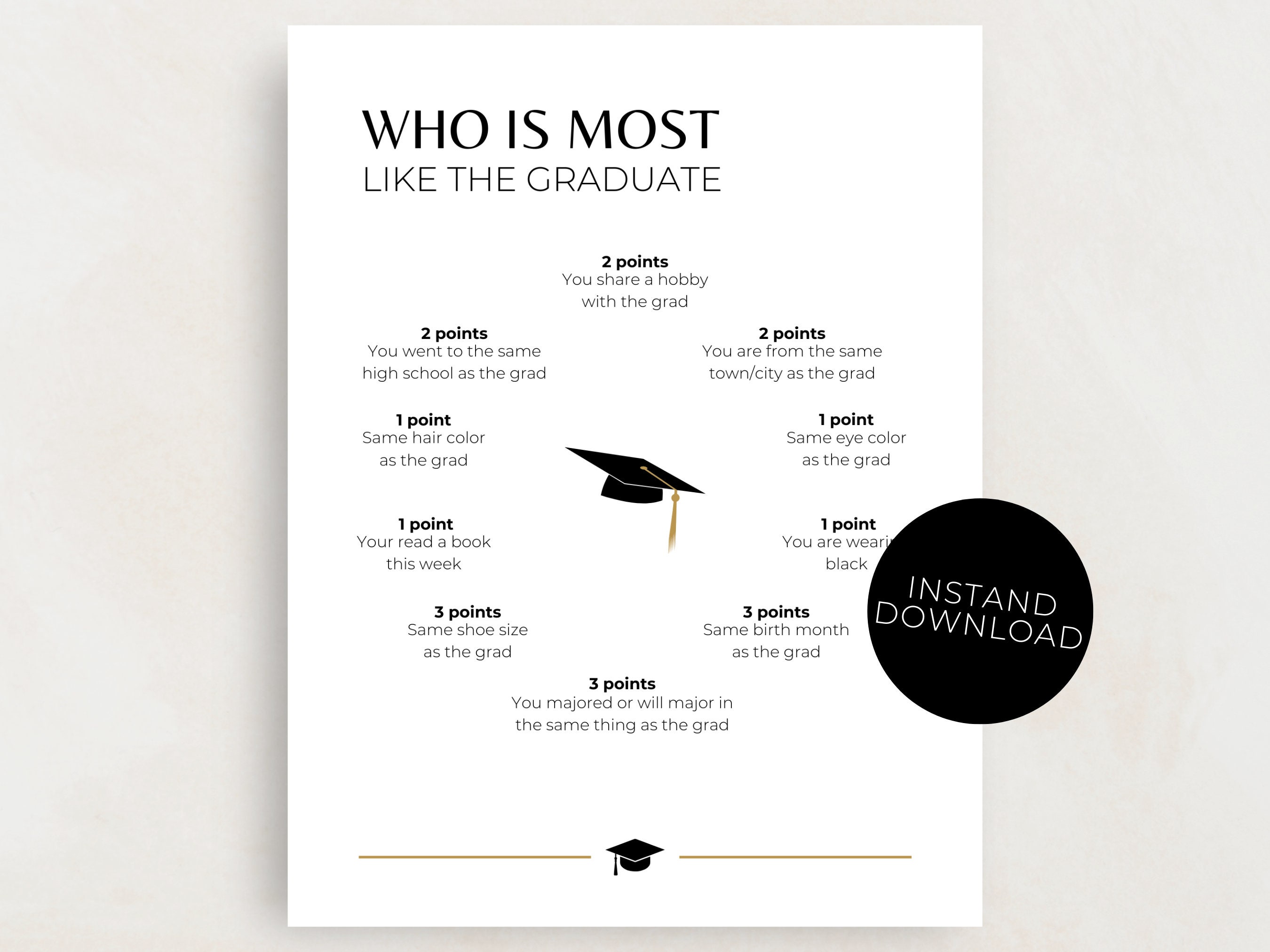 Graduation Game, Who is Most Like the Grad, Printable 2025 Graduation ...