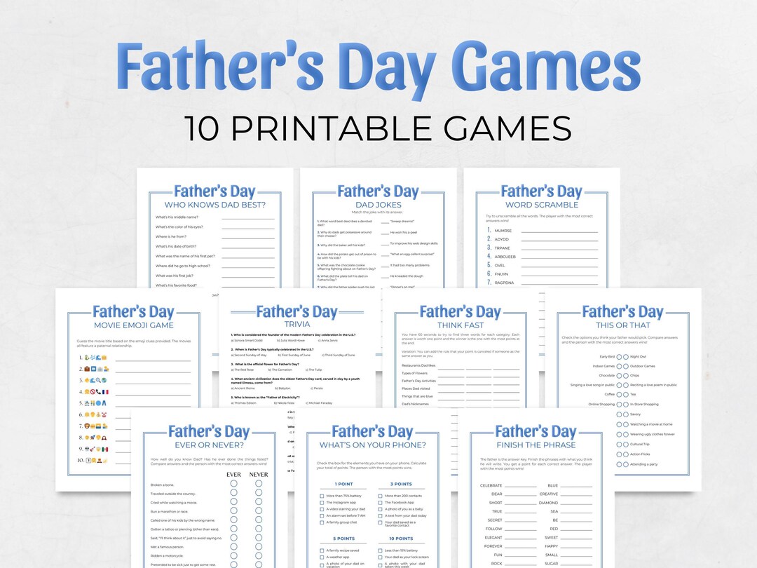 Father's Day Games, 10 Printable Father's Day Games, Fun Dad Games ...