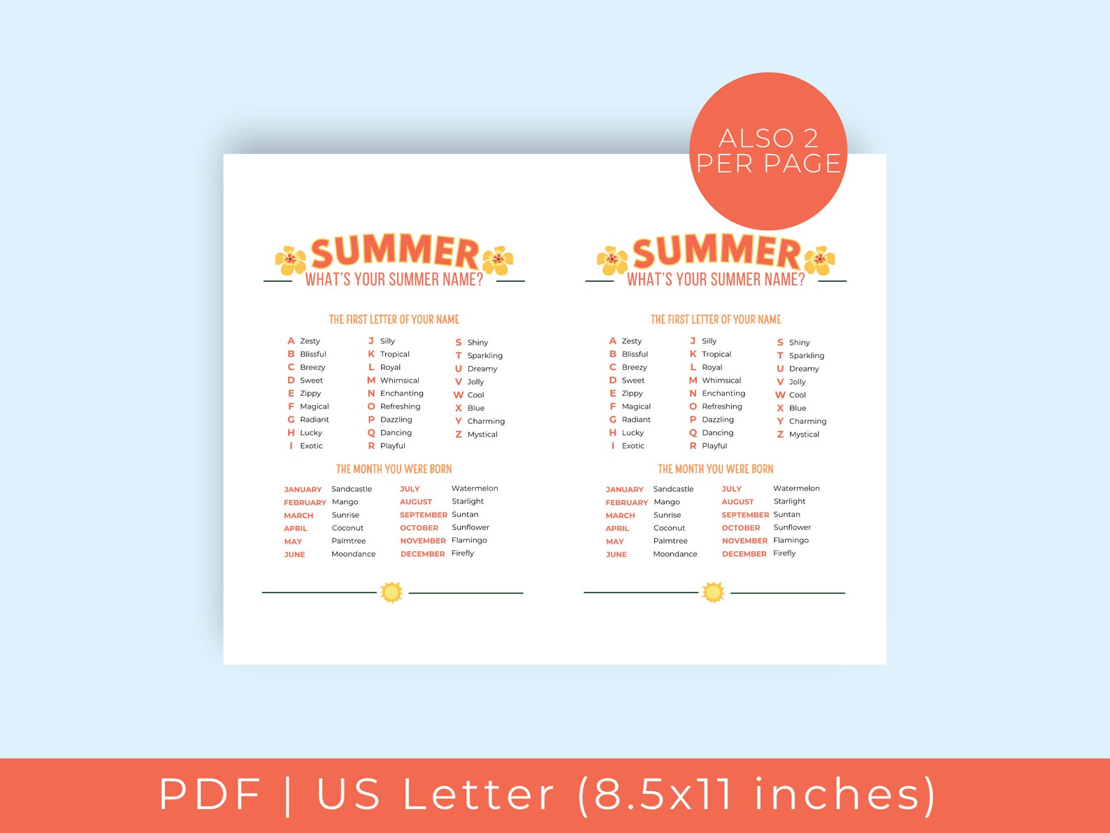What's Your Summer Name Game With Name Tags, Fun Printable Summer Game ...